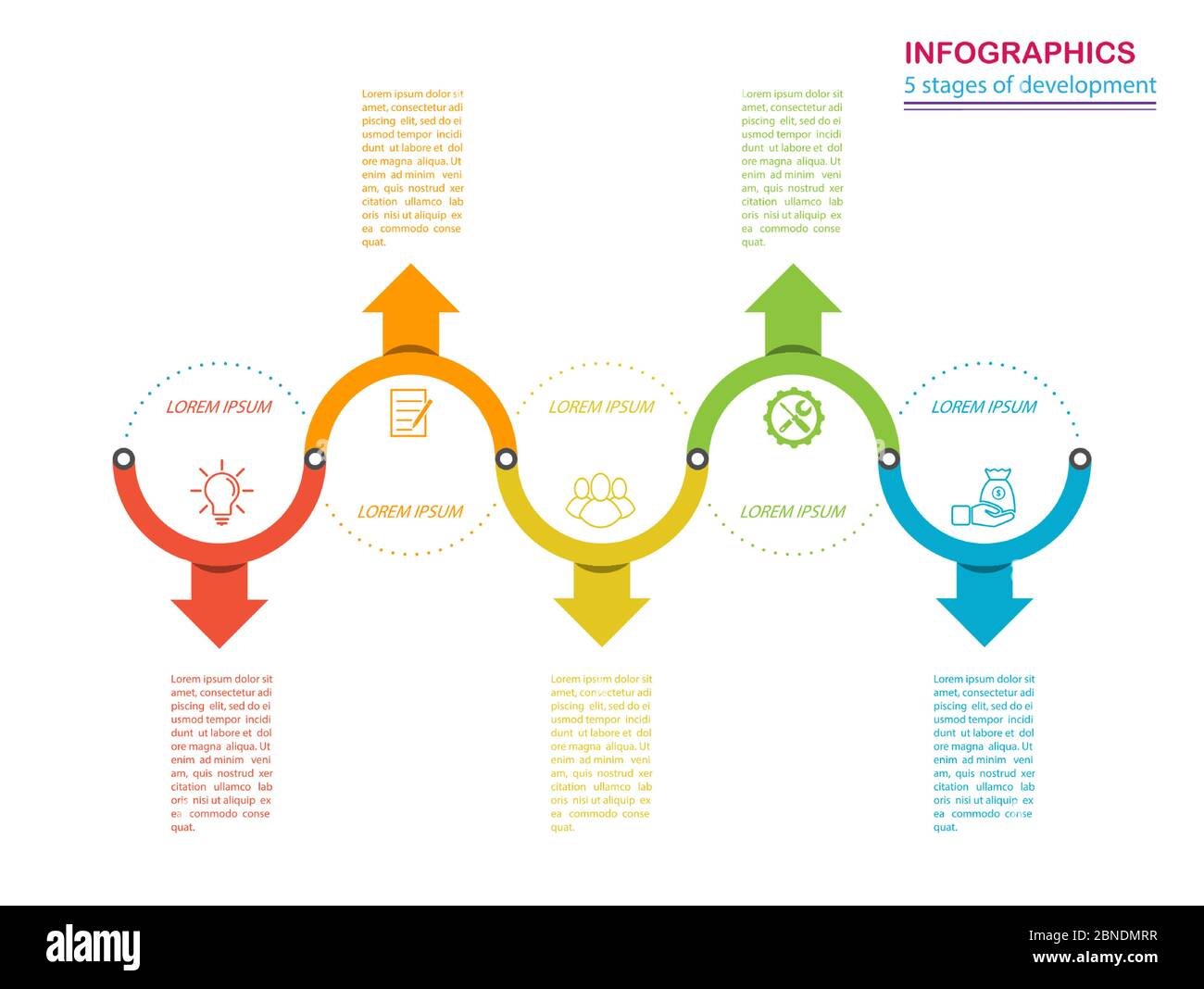 Infographics. Stock vector template of five stages. For web page design ...