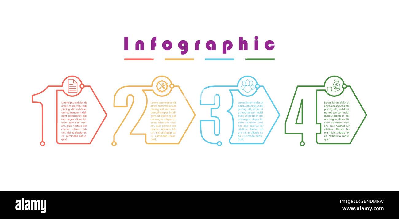 Infographics. Vector stock template four stages. For web page design ...