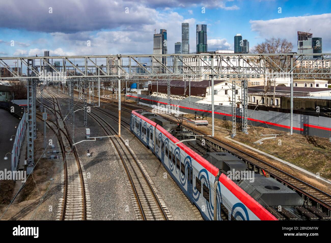 Russia, Moscow. Train on the tracks Stock Photo - Alamy