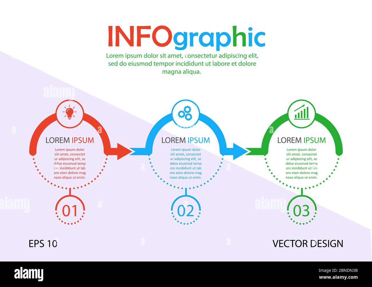 Infographics. Stock vector template of three stages. For web page ...