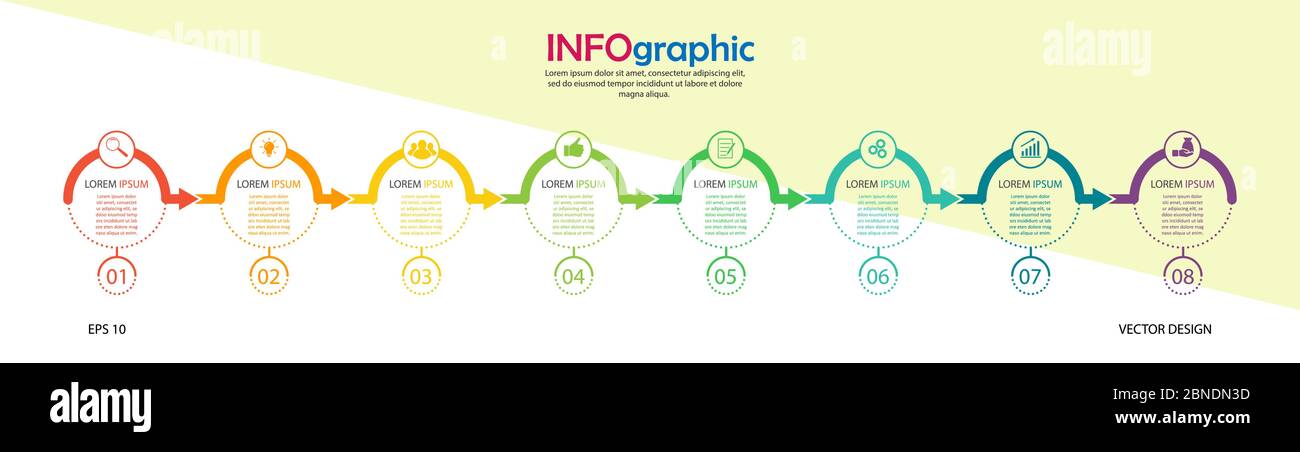 Infographics. Stock vector template of eight stages. For web page ...
