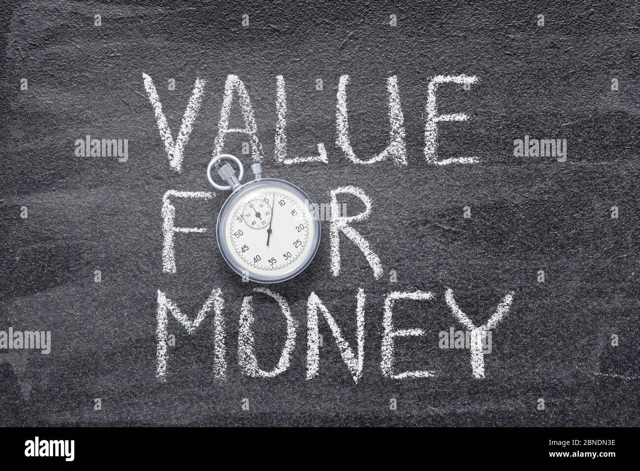 value for money phrase written on chalkboard with vintage precise ...