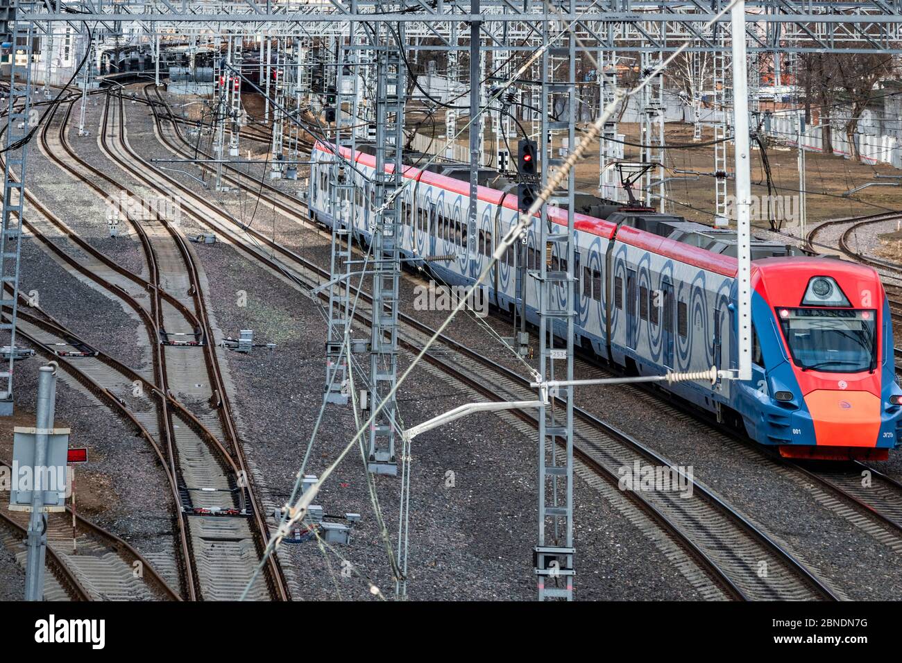 Russia, Moscow. Train on the tracks Stock Photo - Alamy