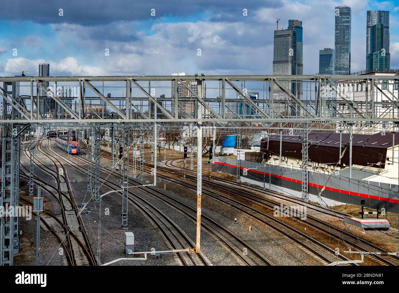 Russia, Moscow. Train on the tracks Stock Photo - Alamy