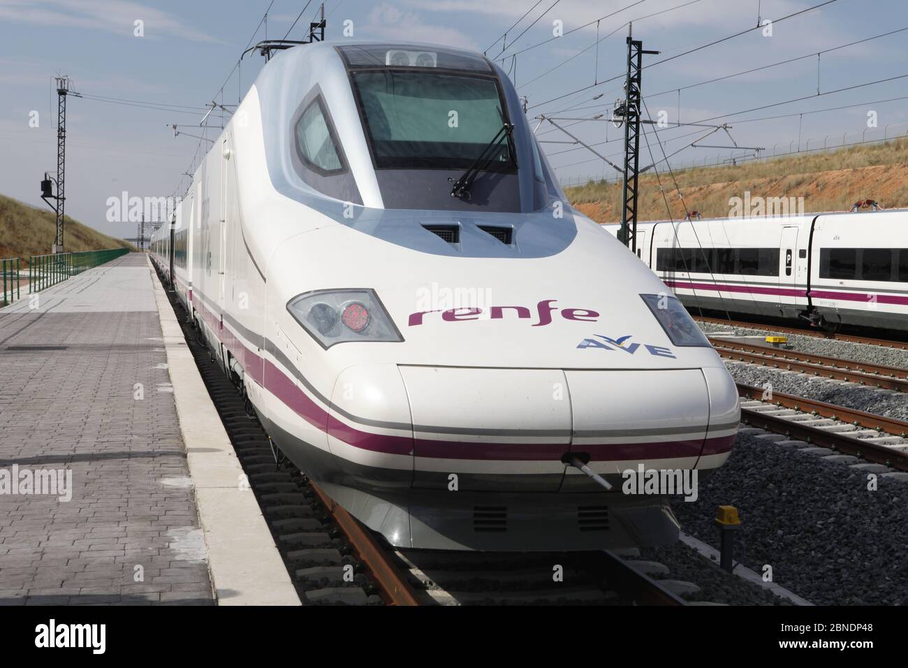 Talgo model high-speed train on the Spanish railway network Stock Photo ...