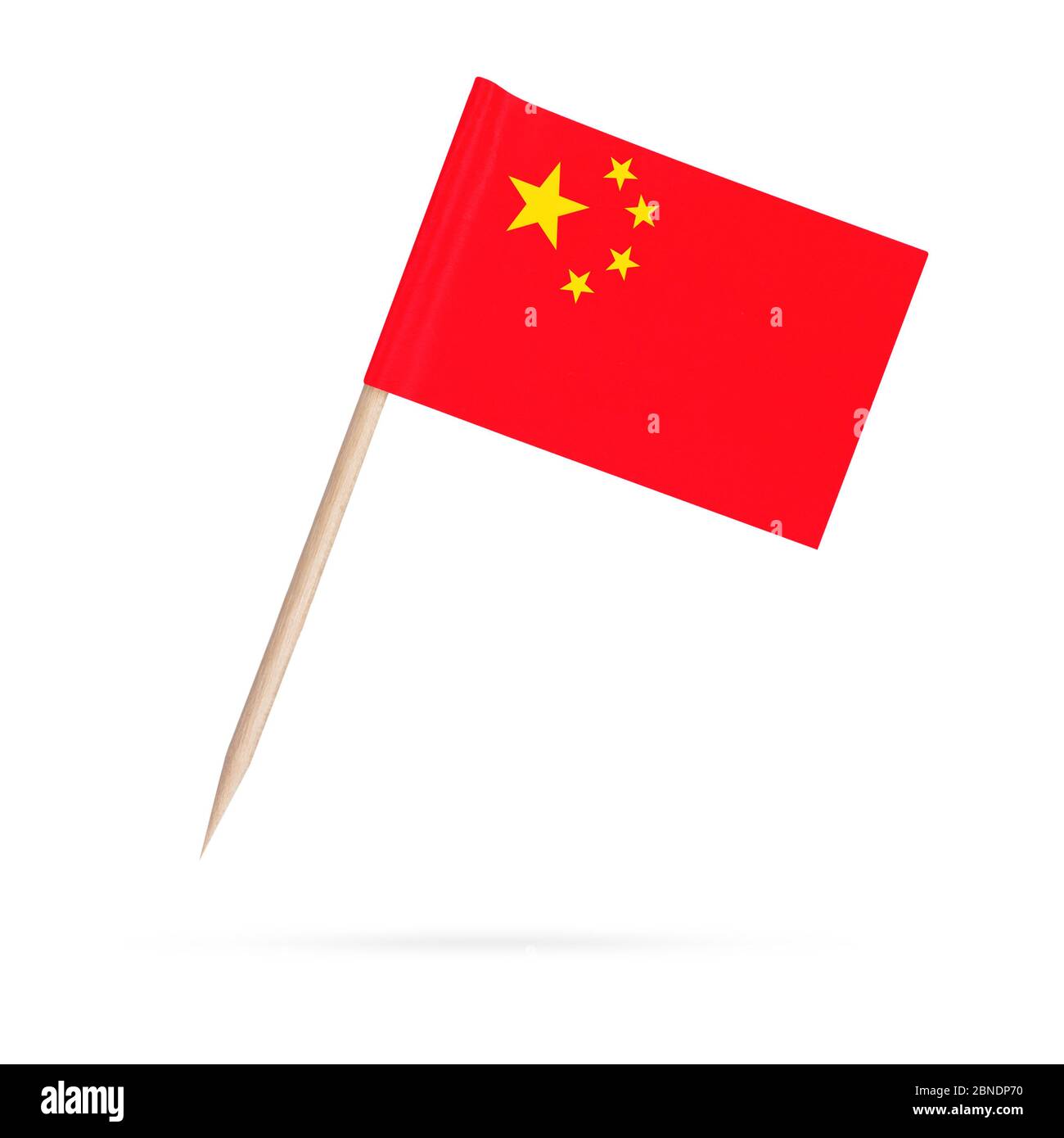 Miniature paper flag China. Isolated Chinese toothpick flag pointer on ...