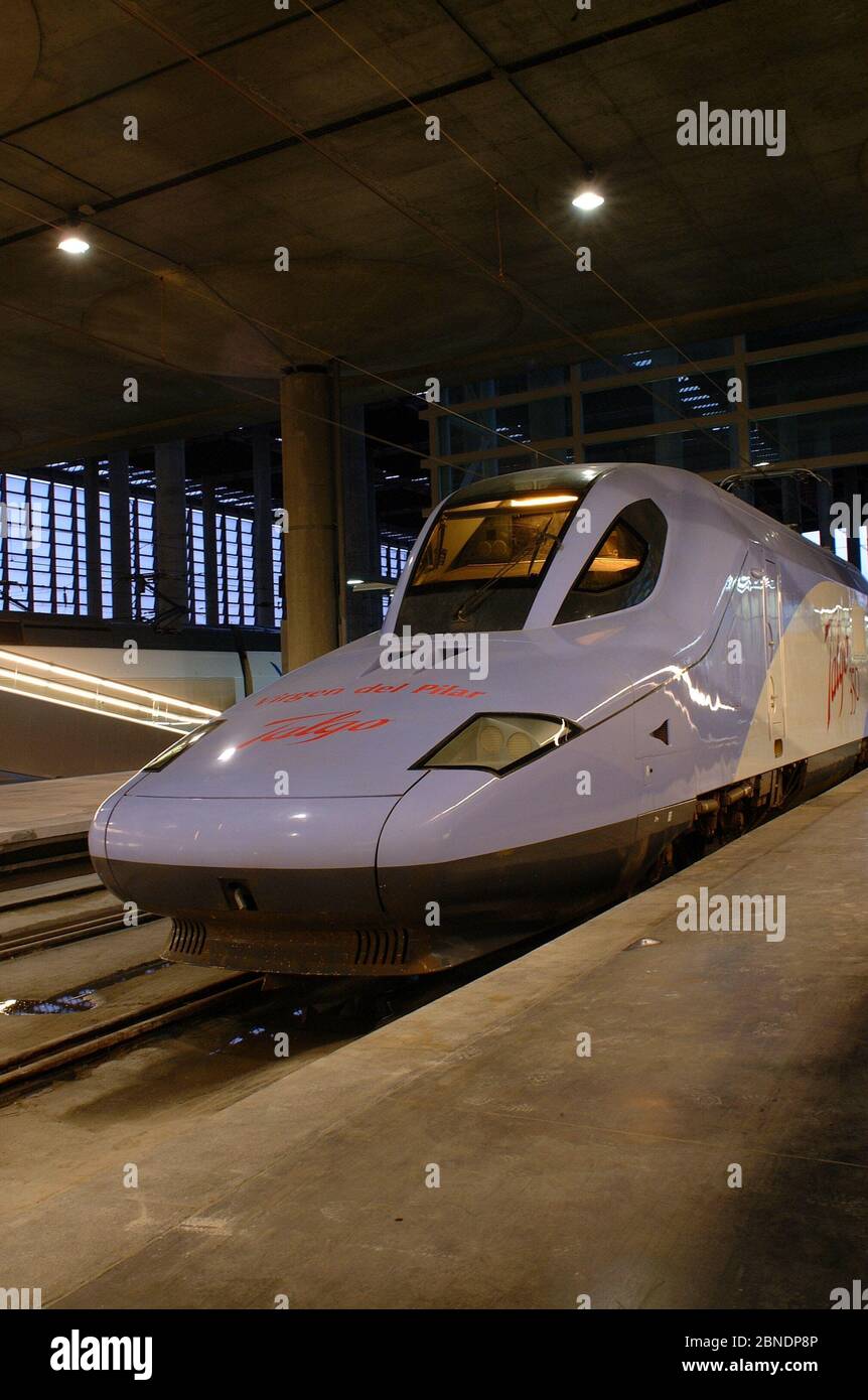 Talgo model high-speed train on the Spanish railway network Stock Photo ...