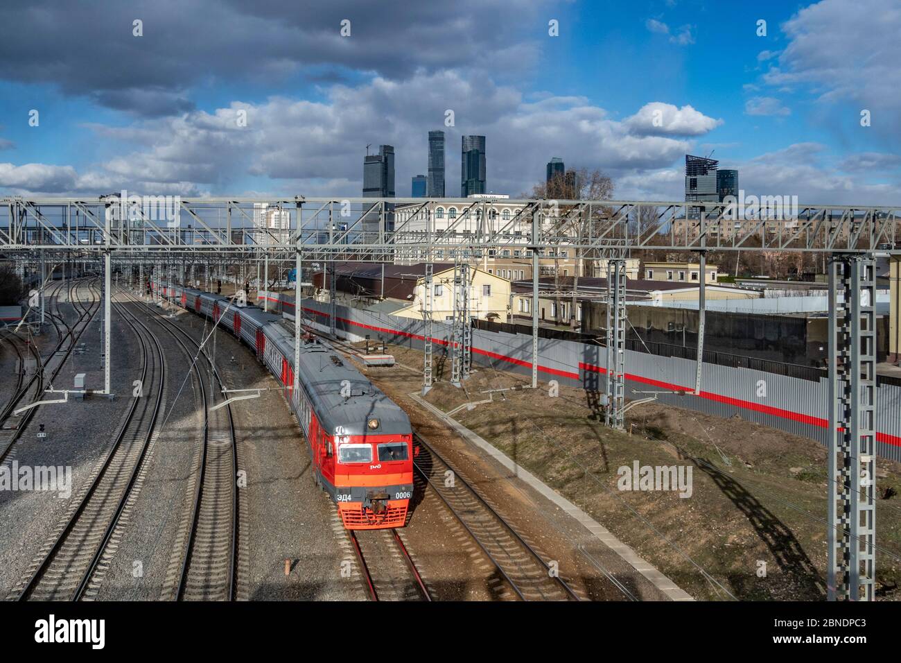 Russia, Moscow. Train on the tracks Stock Photo - Alamy