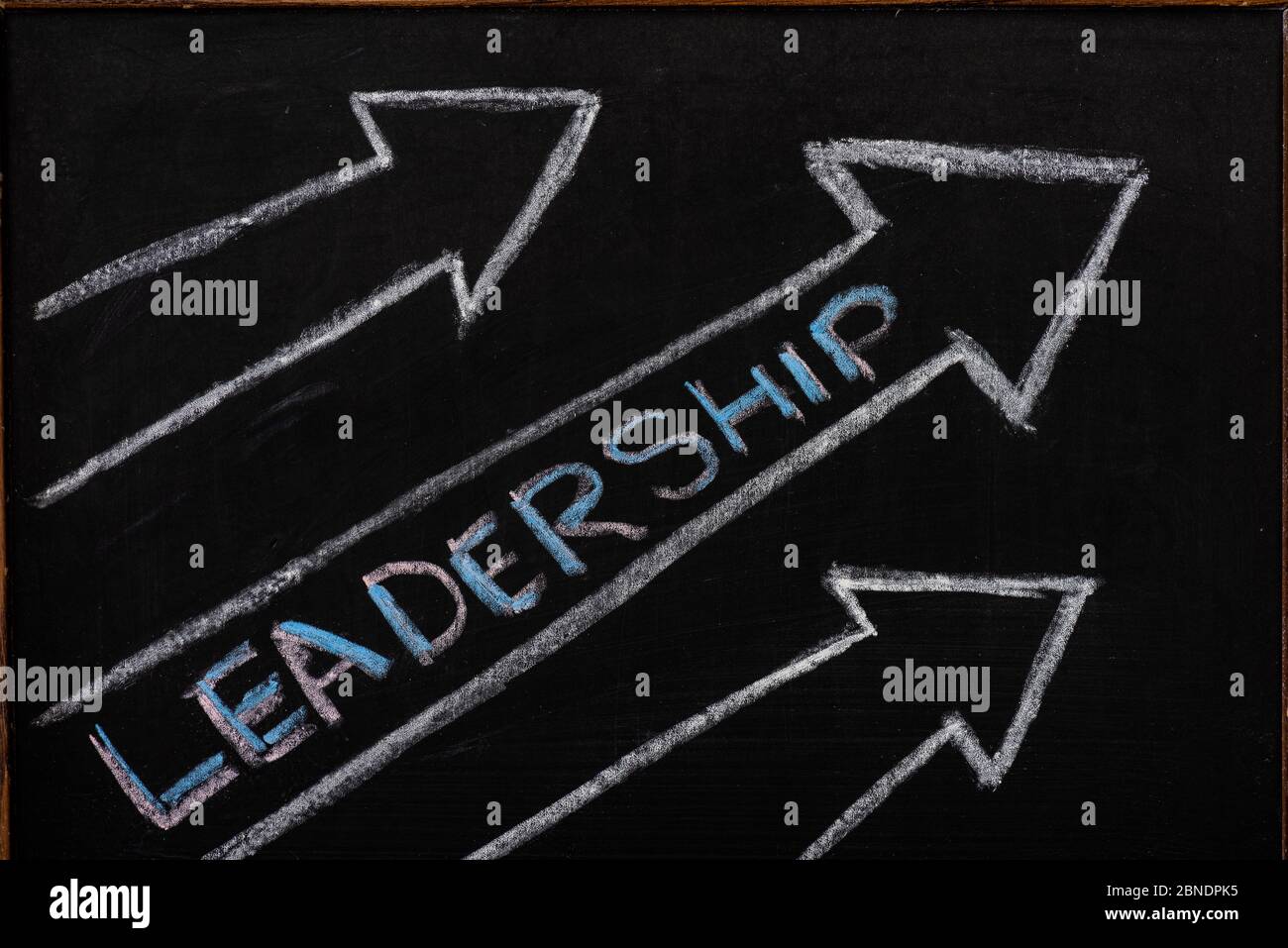 Drawn arrows with leadership lettering on black background Stock Photo ...