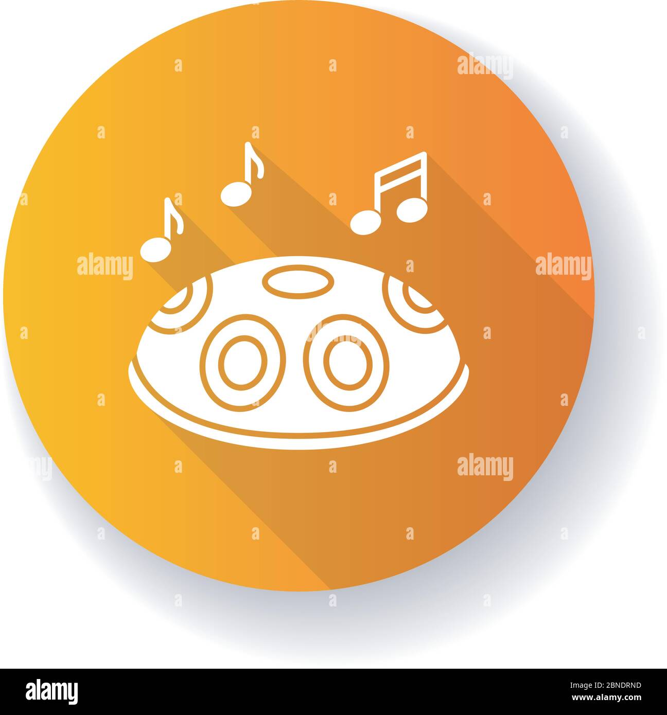 Handpan orange flat design long shadow glyph icon Stock Vector Image ...
