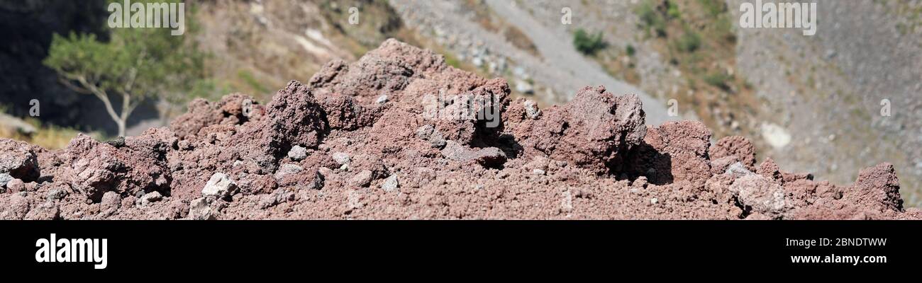 detail of the cooled lava rock on the edge of the volcano Stock Photo ...