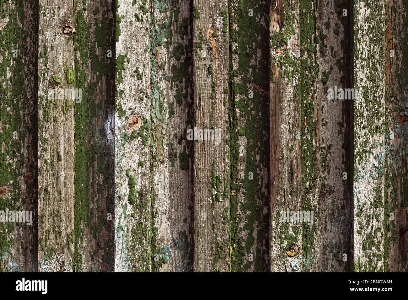 Wooden fence, wood texture with knots, peeling paint, old flaky desk ...