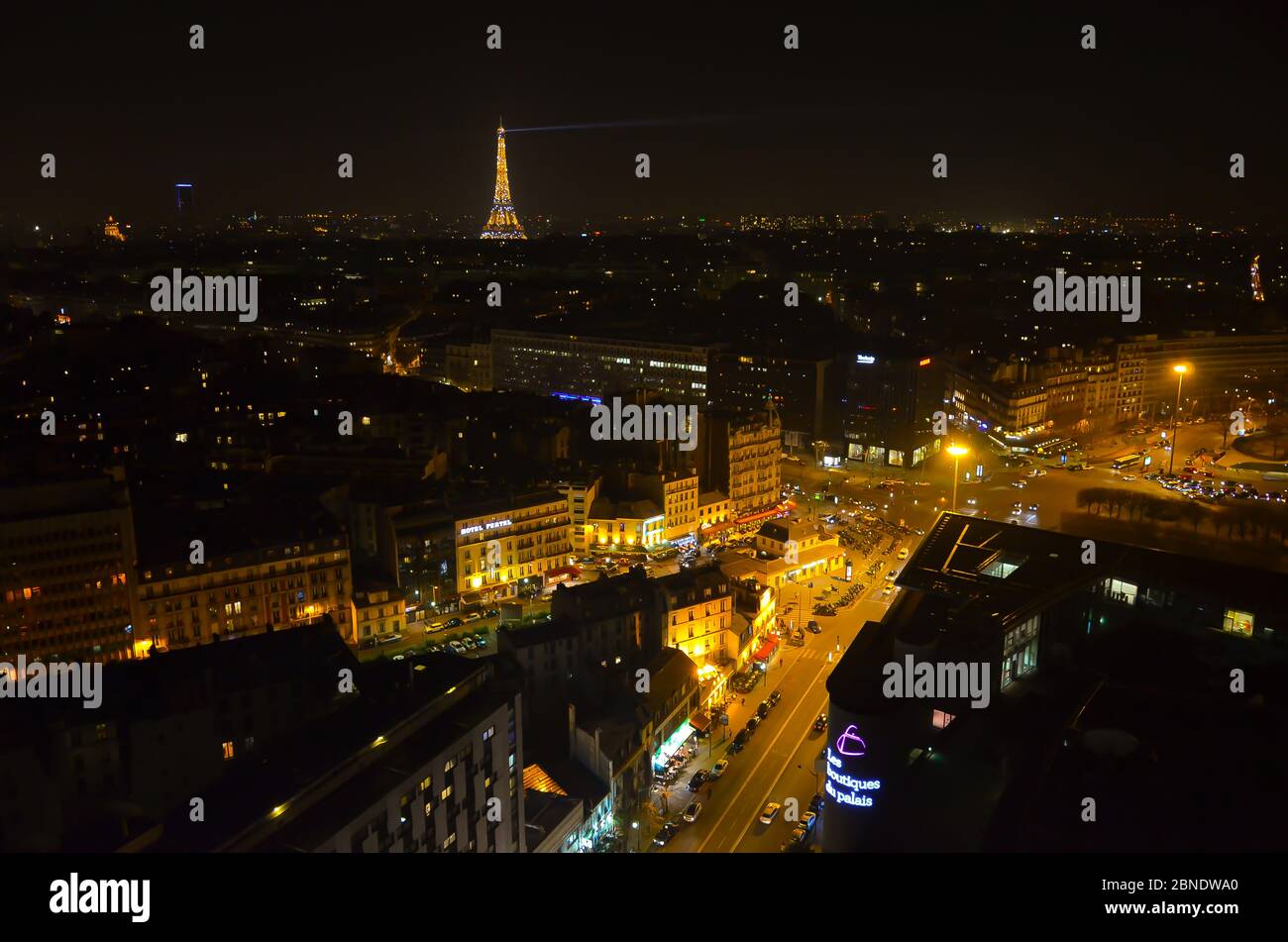 Paris, France, March, 8th, 2014 - Night view of Paris landscape with ...