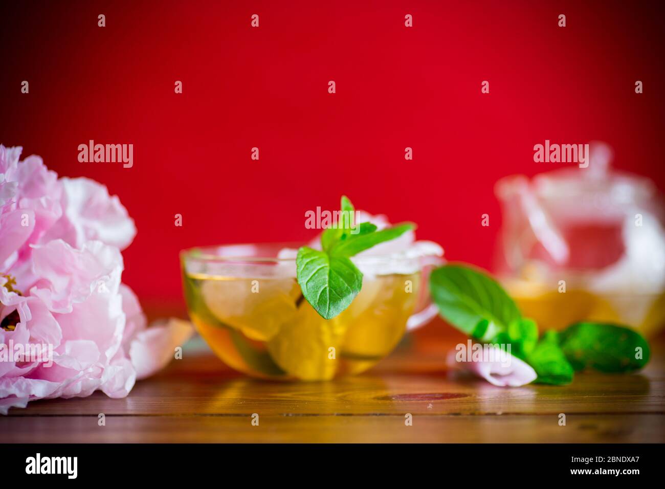 summer flower tea from rose petals in a glass cup Stock Photo - Alamy