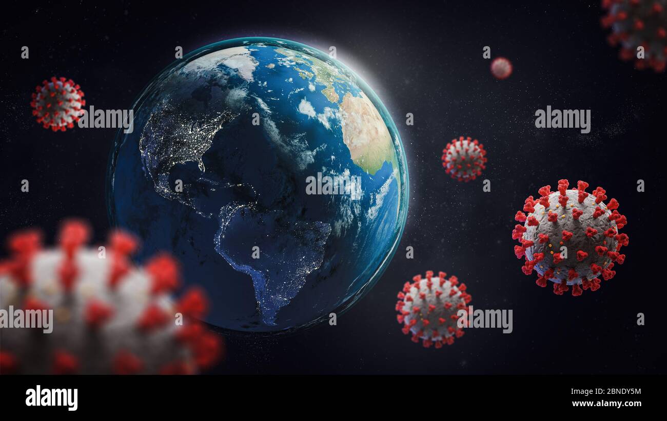 Planet earth under attack of novel coronavirus covid-19. 3d ...