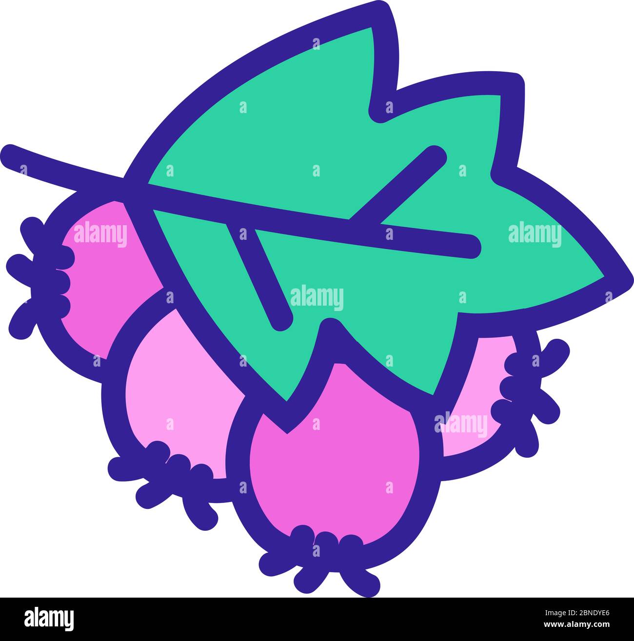 leaf covered hawthorn berries icon vector outline illustration Stock ...