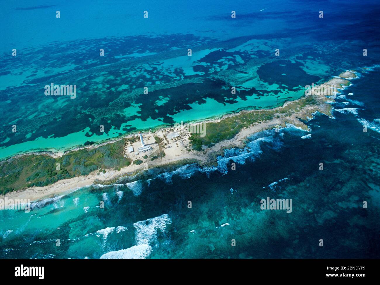 Aerial view of northern part of Contoy Island, Contoy Island National ...