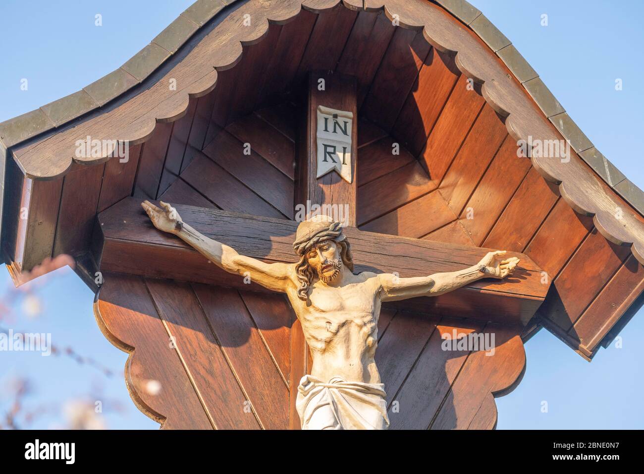 Jesus Crucified - Cross on a Road in germany Stock Photo - Alamy