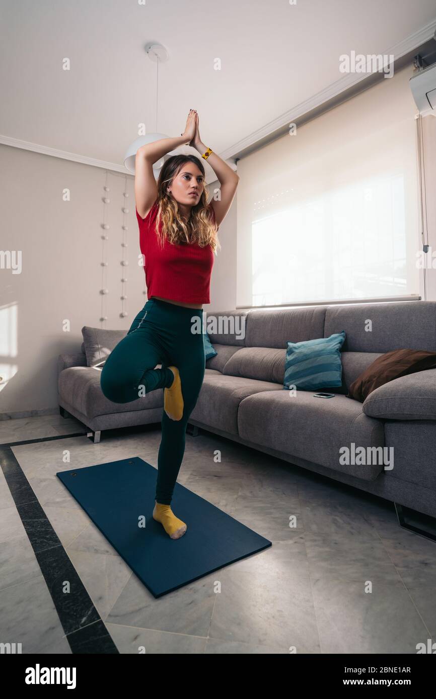 Yoga in home hi-res stock photography and images - Alamy