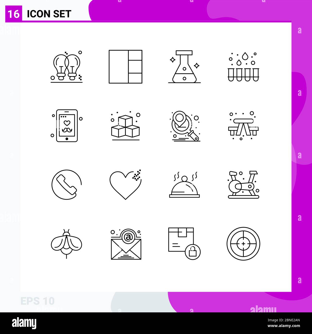 Stock Vector Icon Pack of 16 Line Signs and Symbols for box, fathers ...
