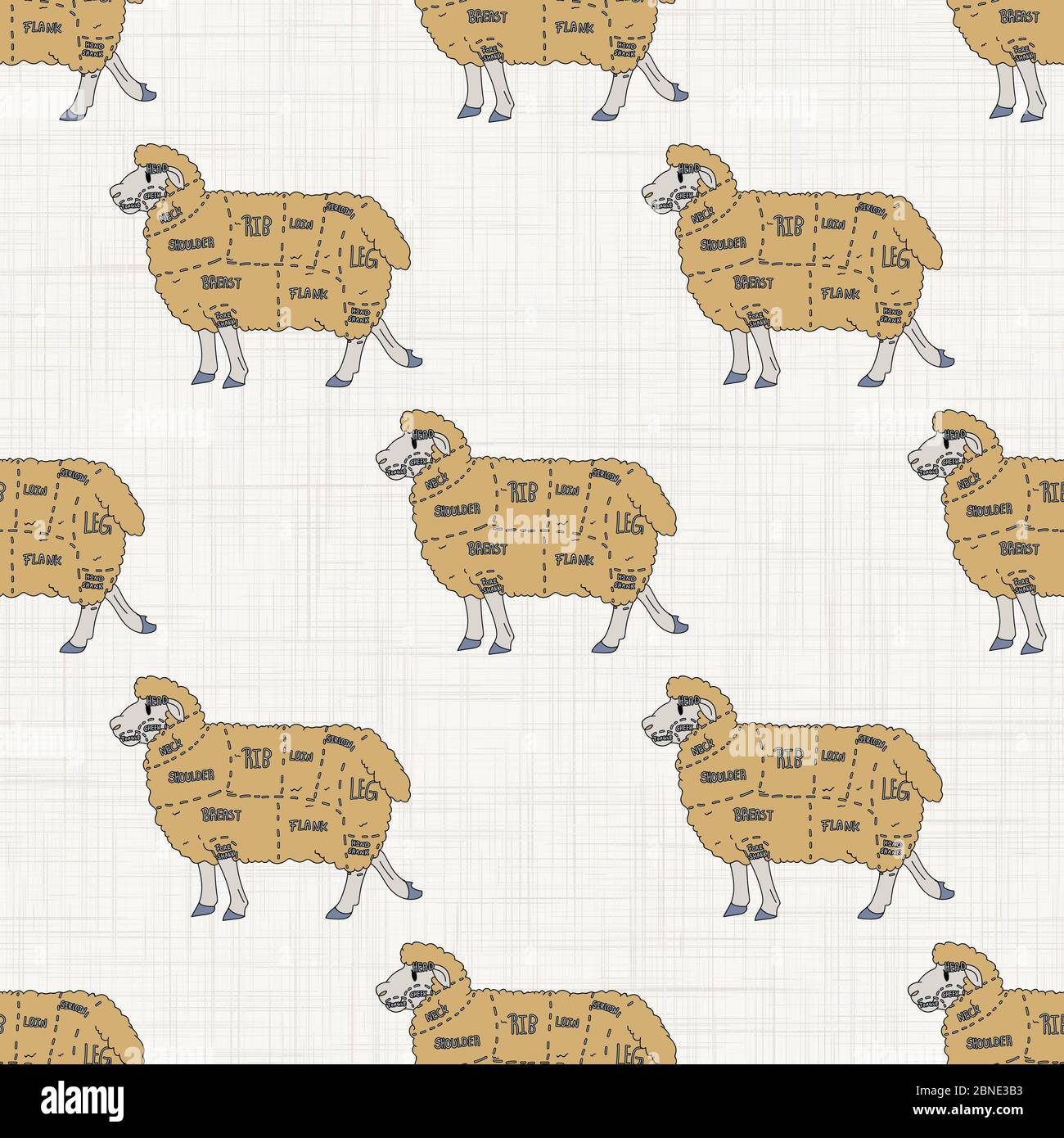 Seamless french farmhouse sheep charcuterie butcher pattern. Farmhouse ...