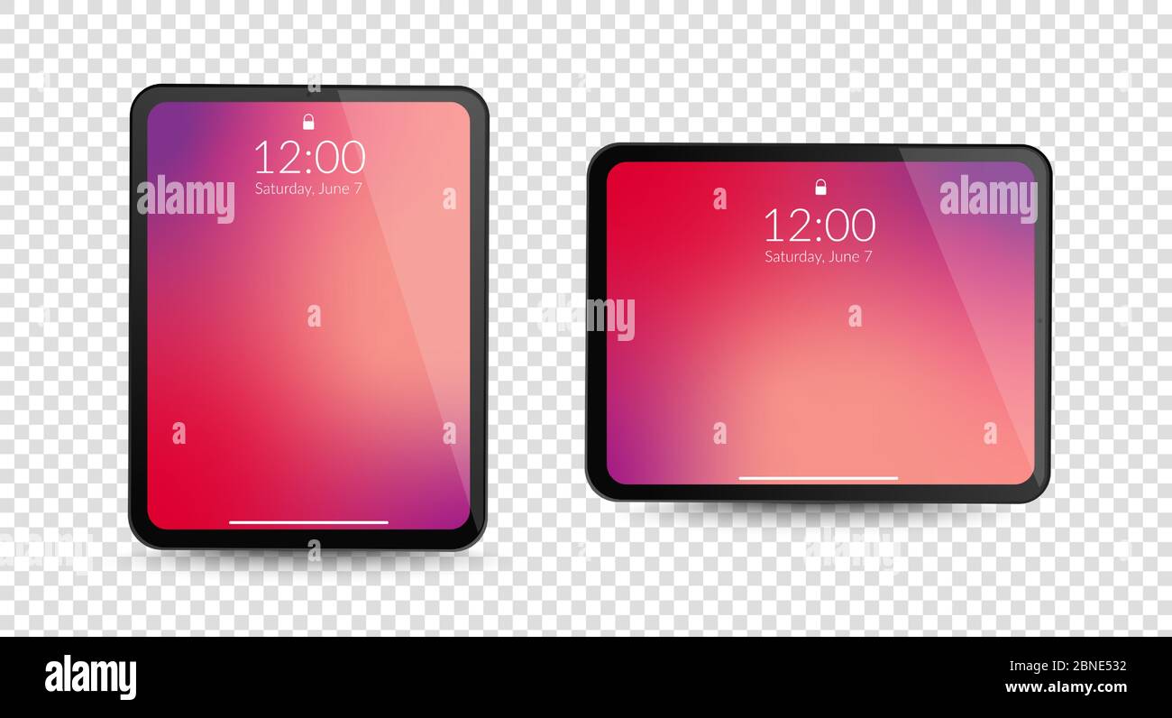 Tablet computer gadgets. Horizontal and vertical screen display ...