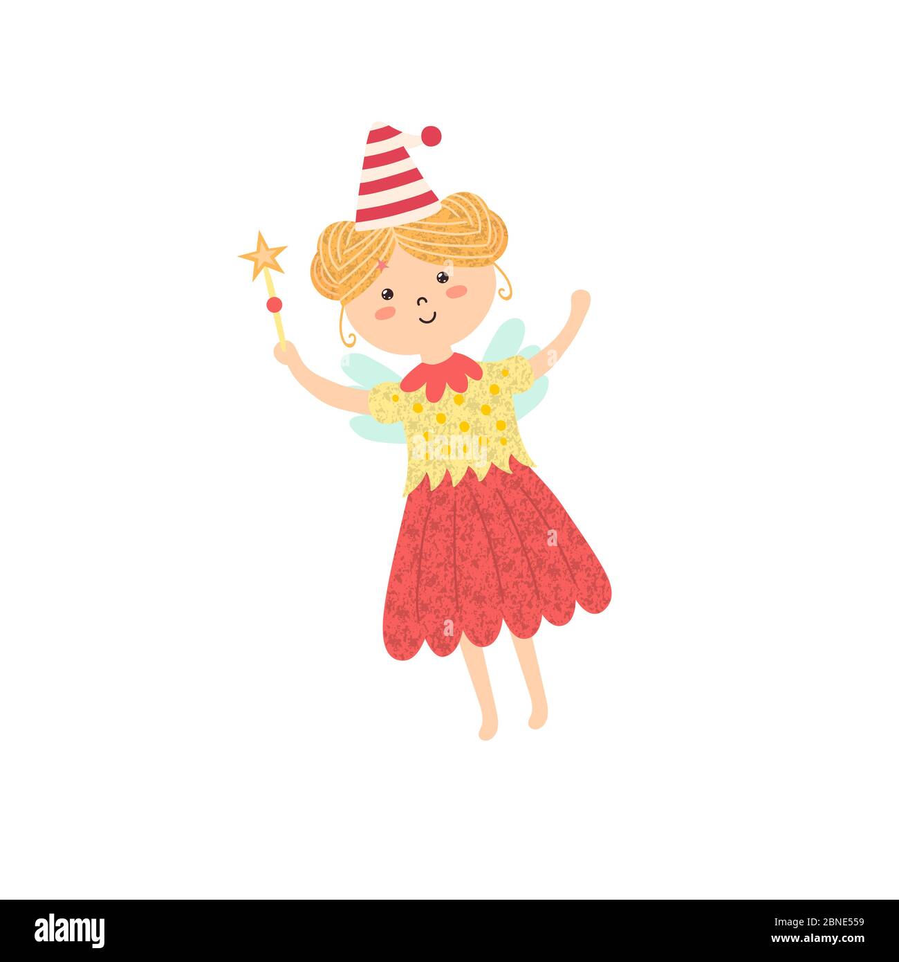 Cute fairy with magic wand. Flying girl princess Stock Vector Image ...
