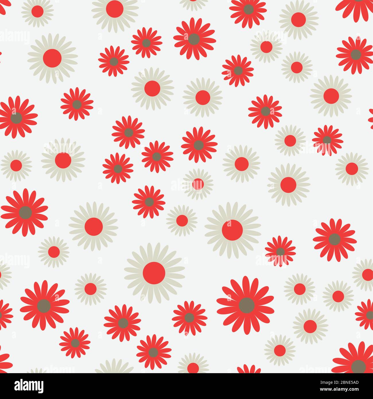 Simple flat flowers seamless pattern. Colorful blossom randomly placed ...