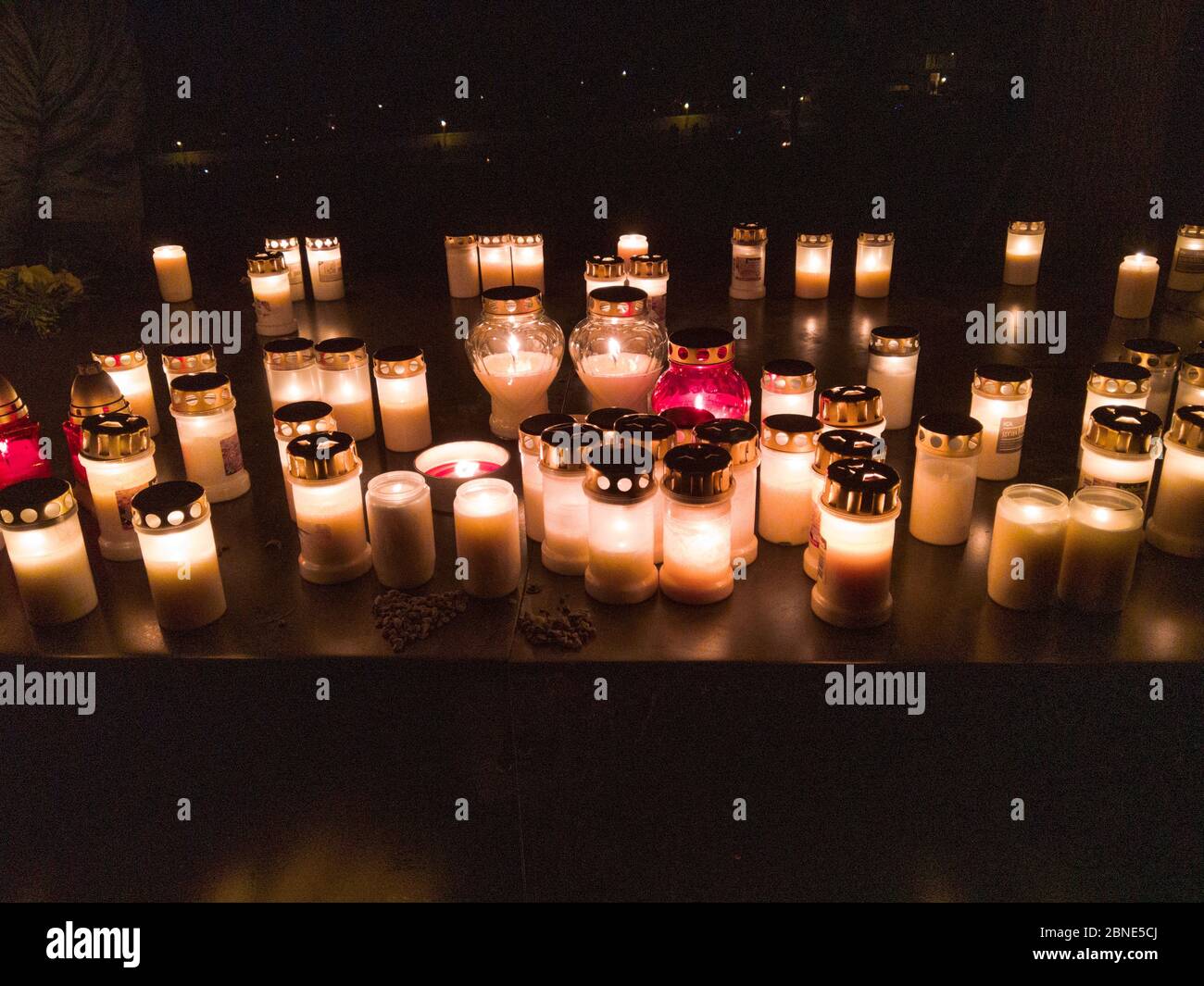 Beautiful shot of lightened candles in the dark - perfect for ...