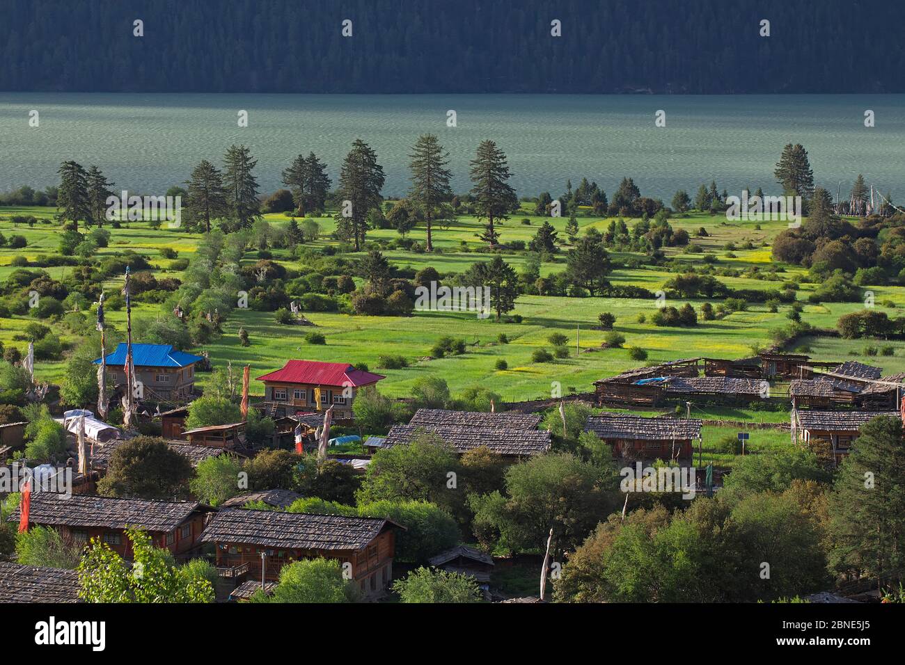 Landscape of village in Basongcuo National Park, Qinghai-Tibet Plateau ...