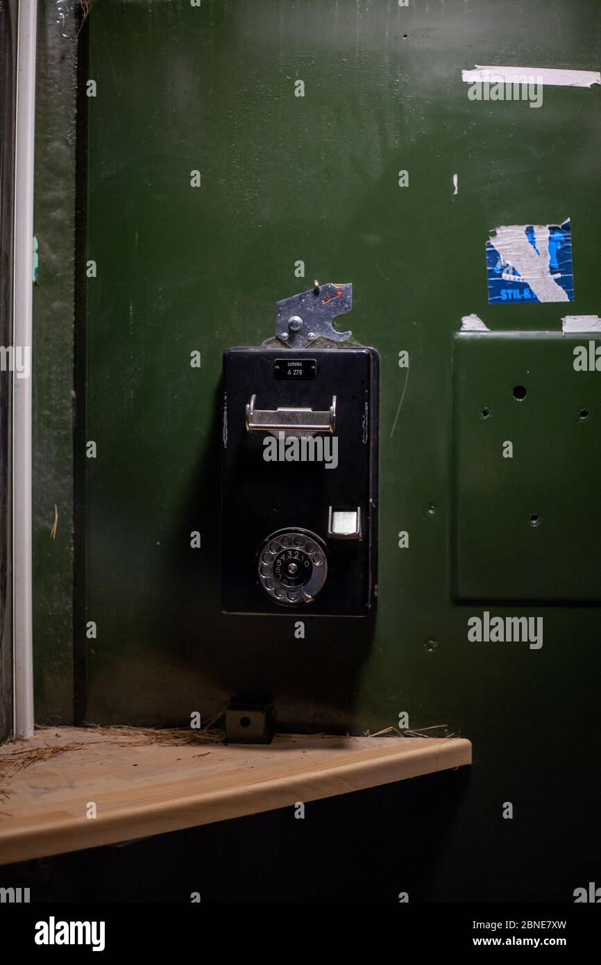 Beautiful shot of an old phone inside the phone booth Stock Photo - Alamy