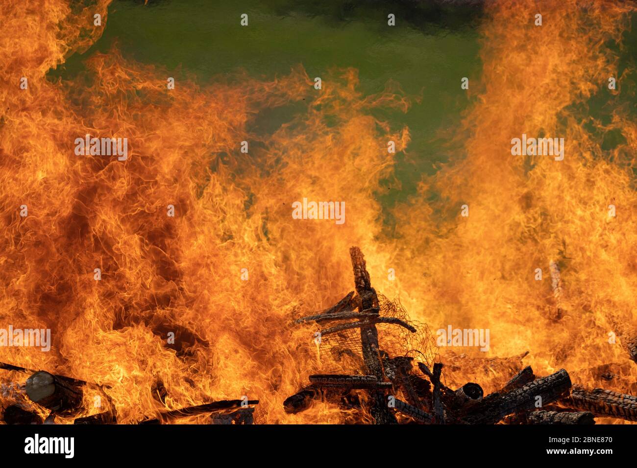 demolished wooden hut set on fire after demolition Stock Photo - Alamy
