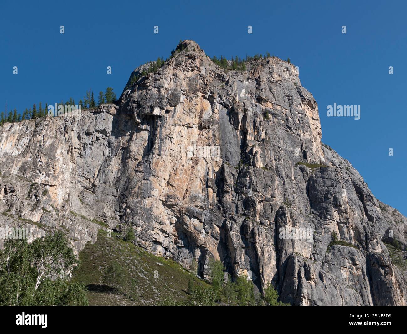 Mountain landscape with a rock and green forest Stock Photo - Alamy