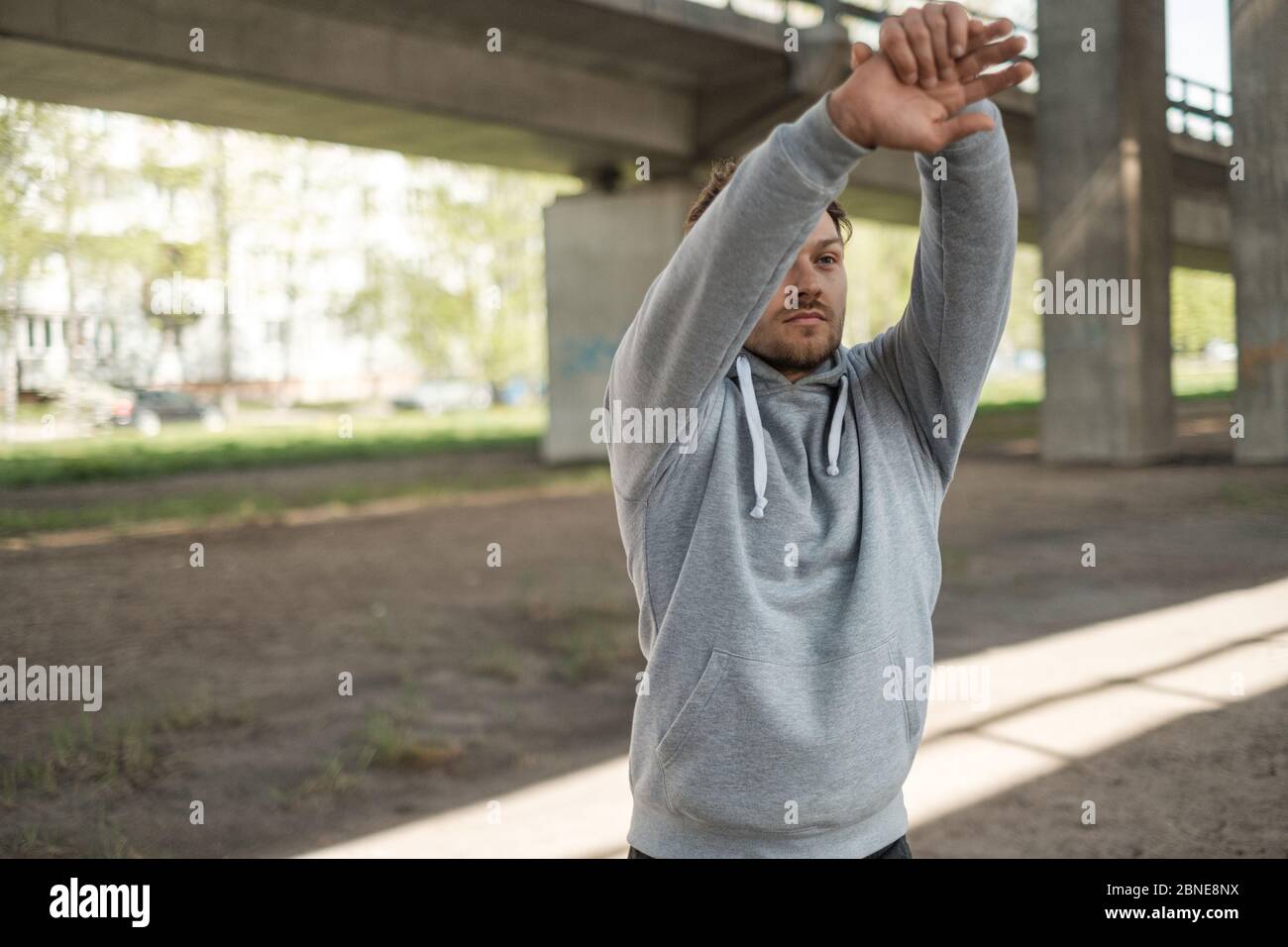 Man doing workout jump hi-res stock photography and images - Alamy