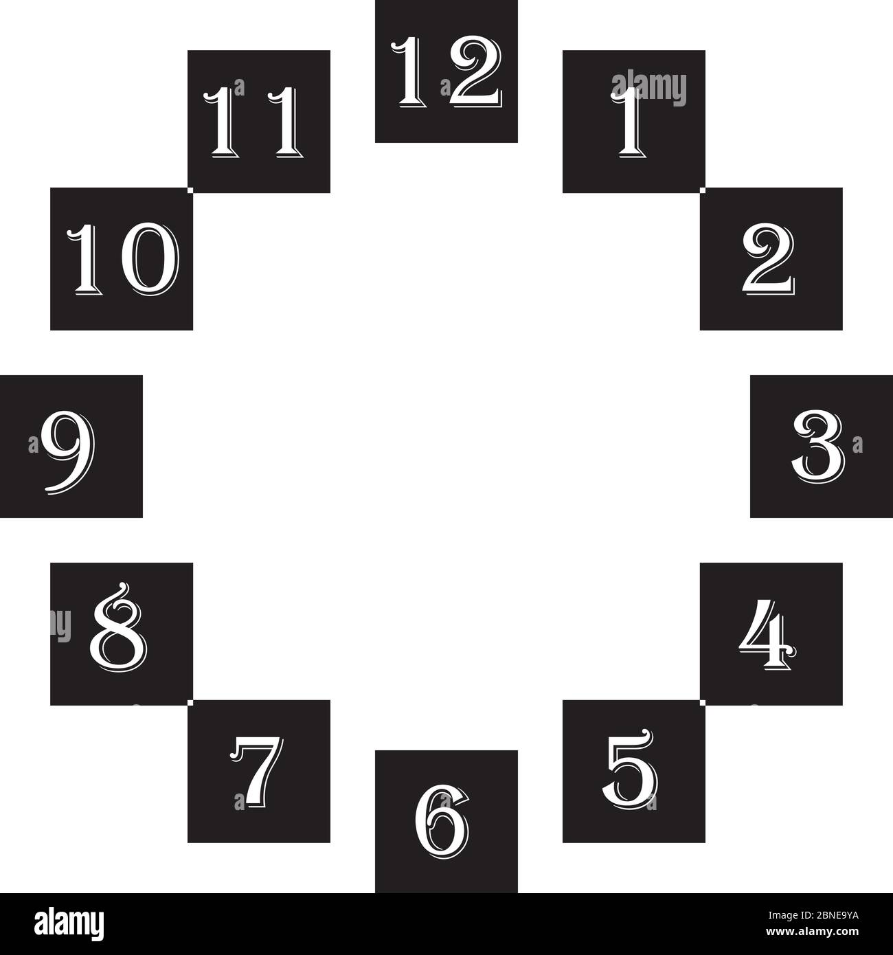 clock dial gigantesque negative space numbers on square transparent ...