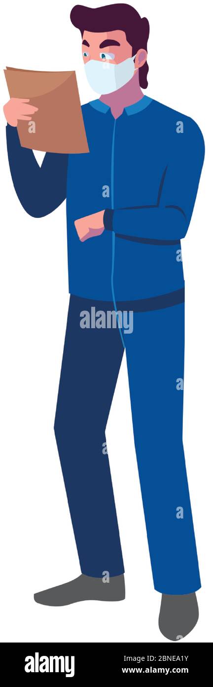 Industry operator wearing face mask at work vector illustration design ...