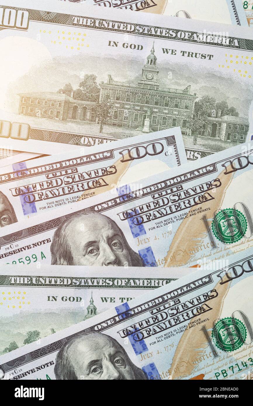 American hundred dollar bills top view. Money background Stock Photo ...
