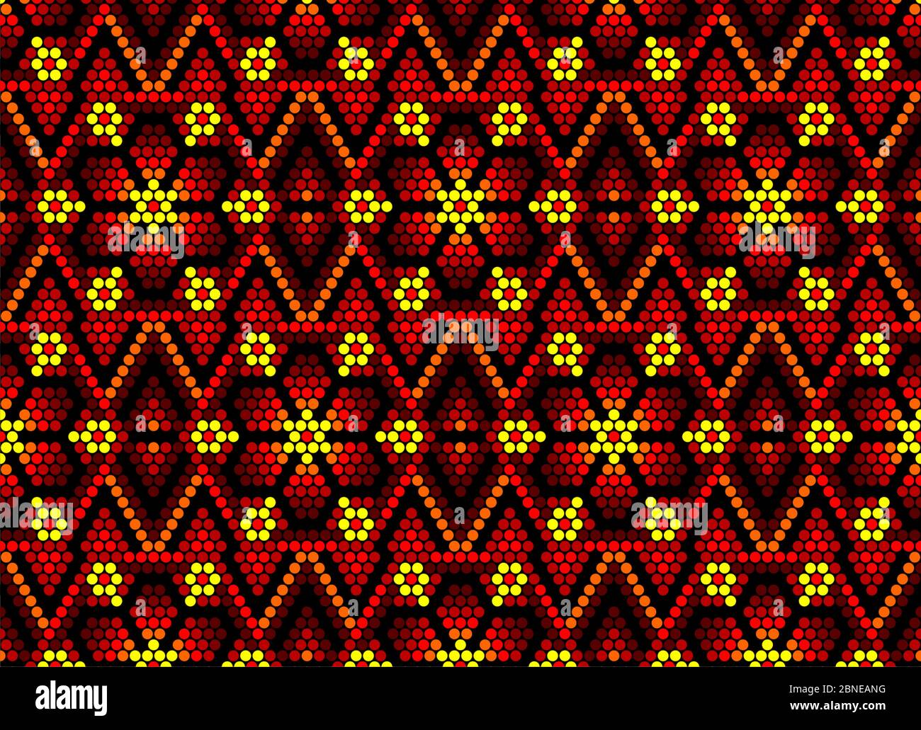 vector illustration of seamless pattern inspired in mexican huichol art style. Can be tiled ...