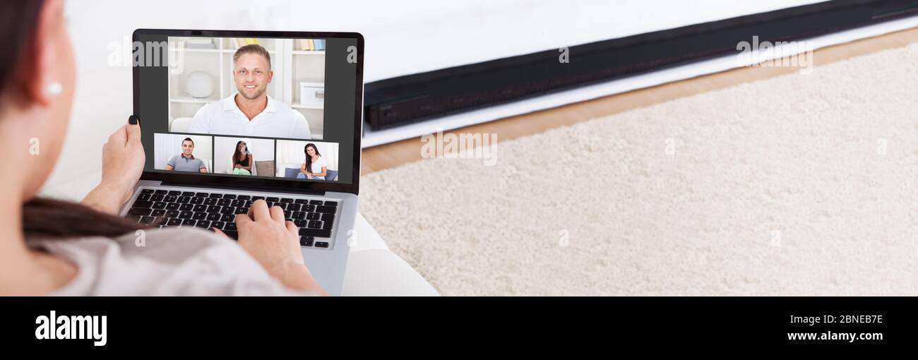 Woman Having Online Video Conferencing Call At Home Stock Photo - Alamy