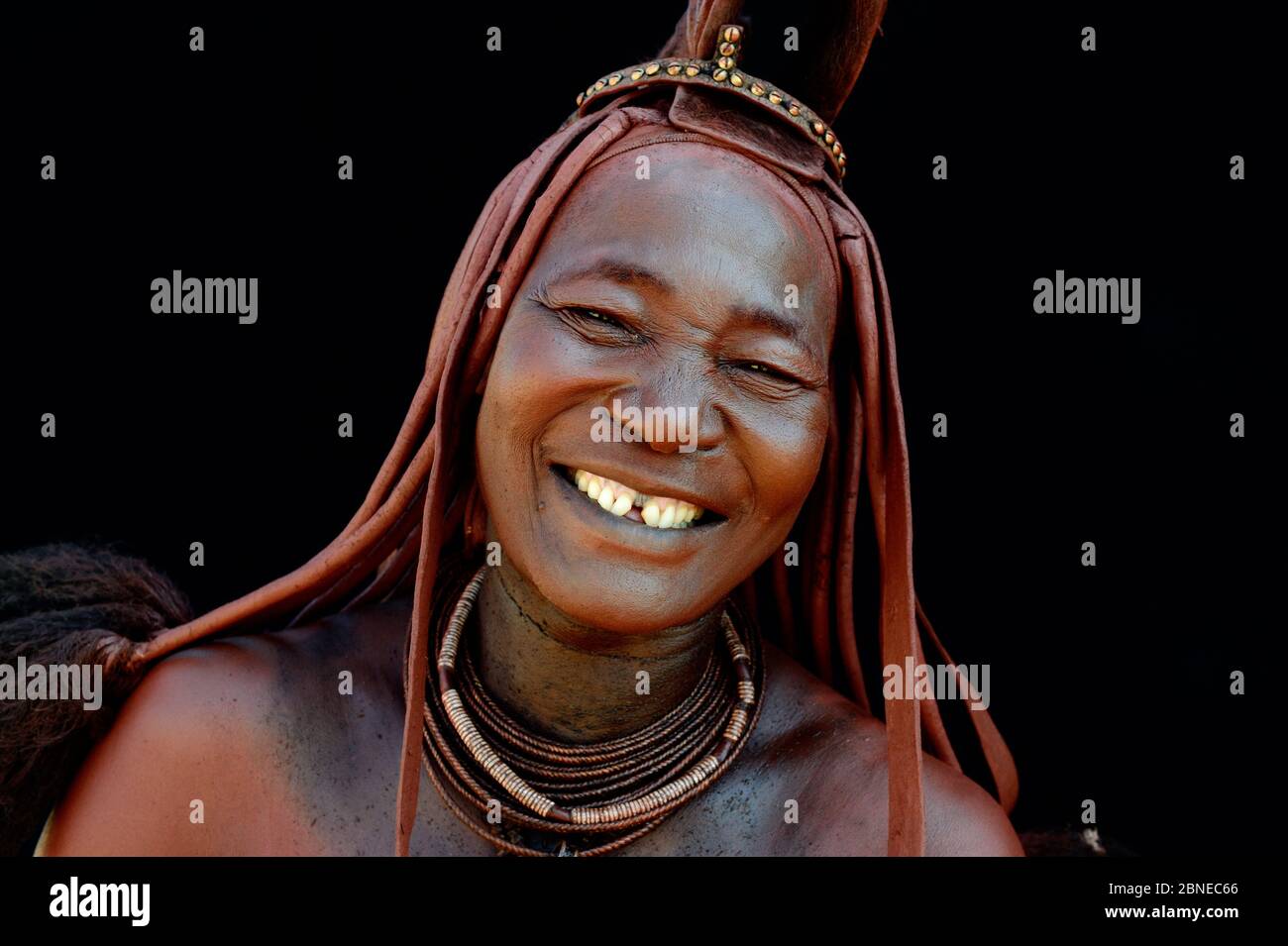 Portrait of Himba woman with the traditional hairstyle and jewellery ...