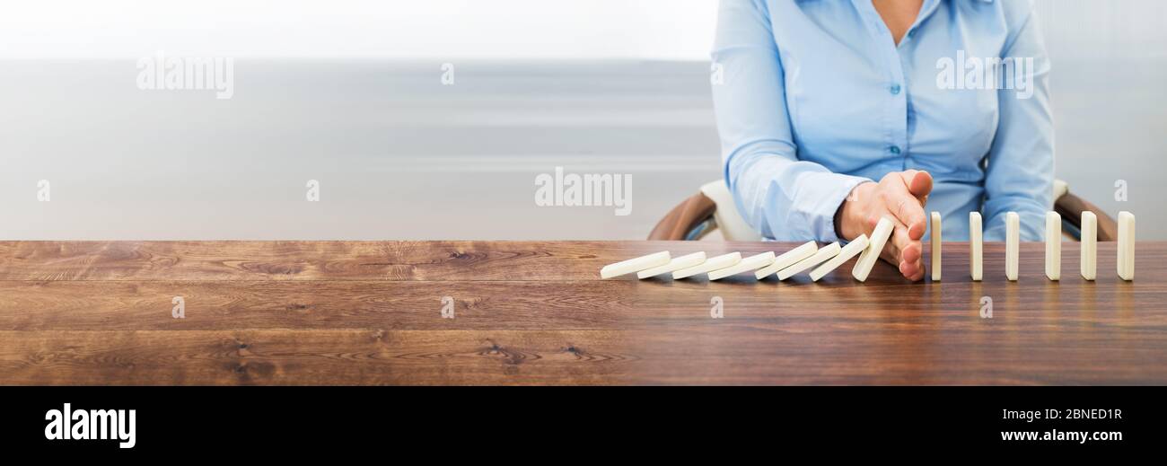 Falling Domino Game Reaction. Risk Prevention Management Stock Photo ...