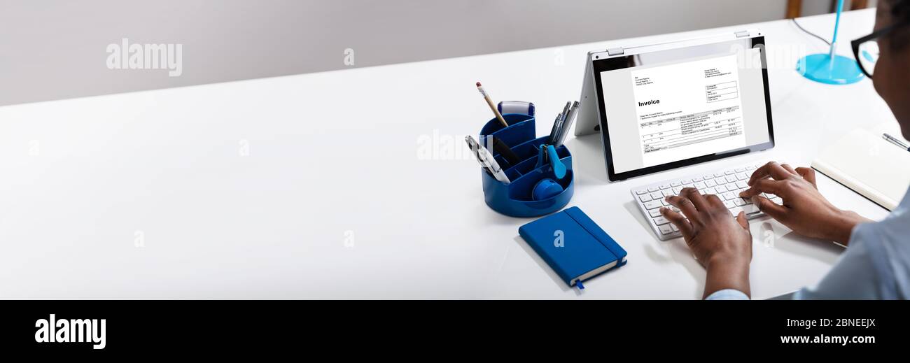 Business E Invoice On Laptop. Digital And Electronic Invoices Stock ...