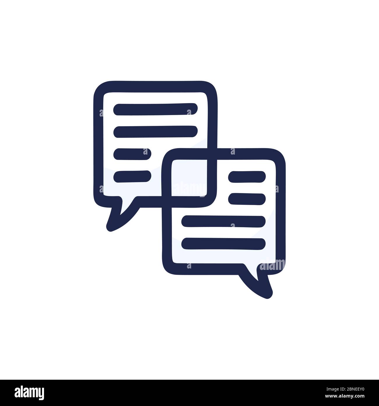 Hand Drawn Two Speech Bubbles. Vector Illustration Isolated On White ...