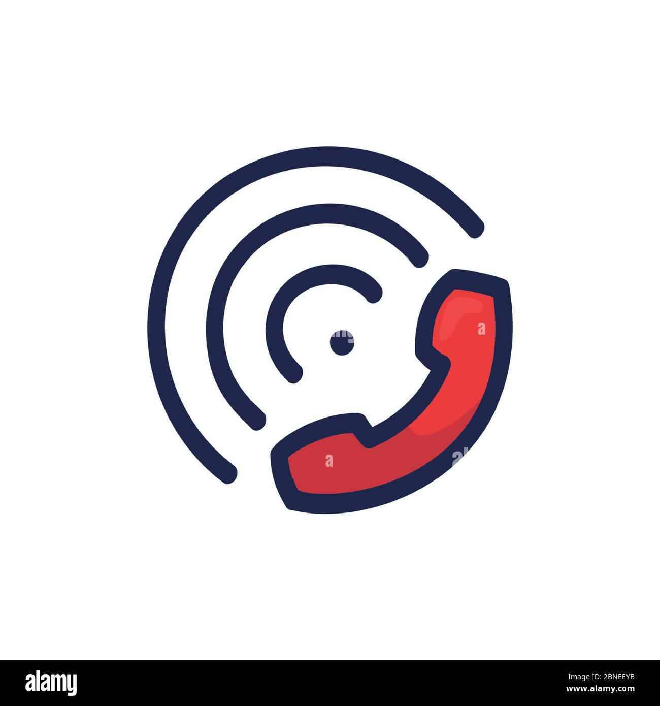 The phone icon is hand-drawn in cartoon doodle style. Vector doodle ...