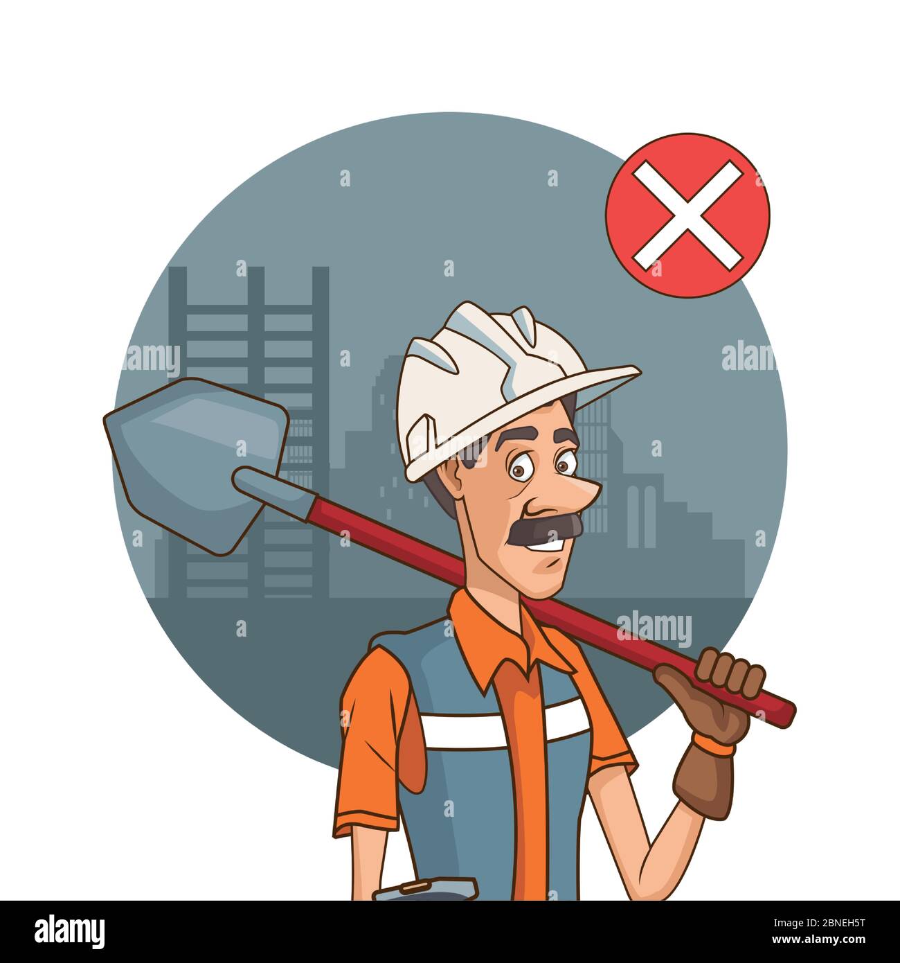 builder with shovel using face mask for covid19 Stock Vector Image ...