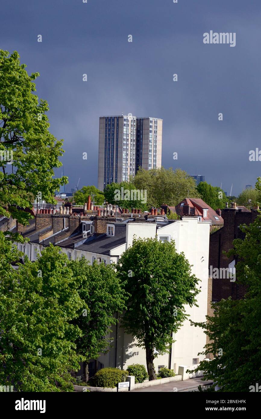Rooftops over Belsize Park and Swiss cottage with views of Bray Tower ...