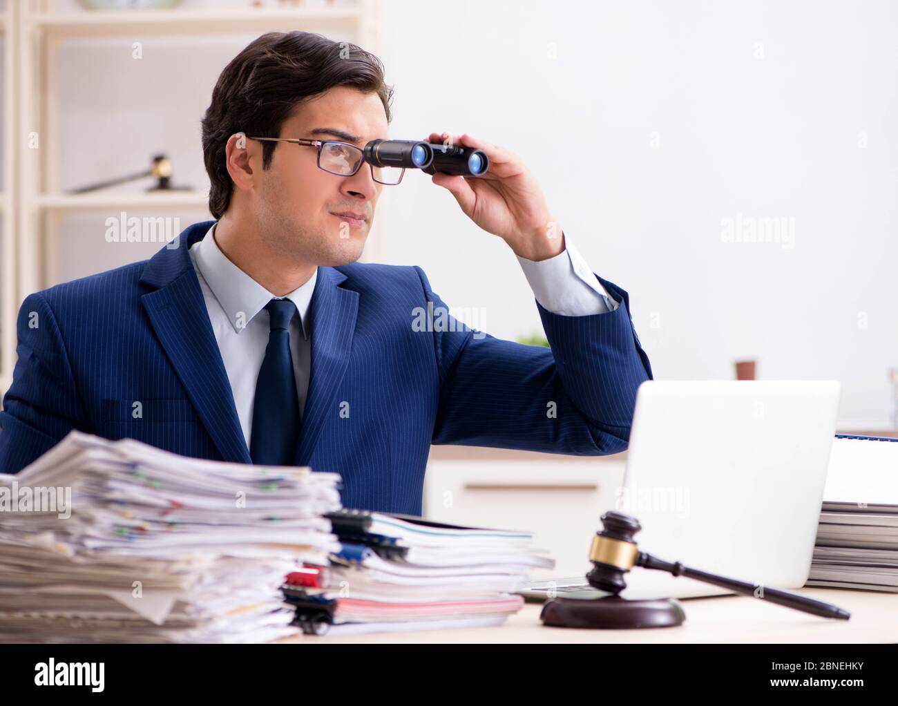 The young handsome judge working in court Stock Photo - Alamy