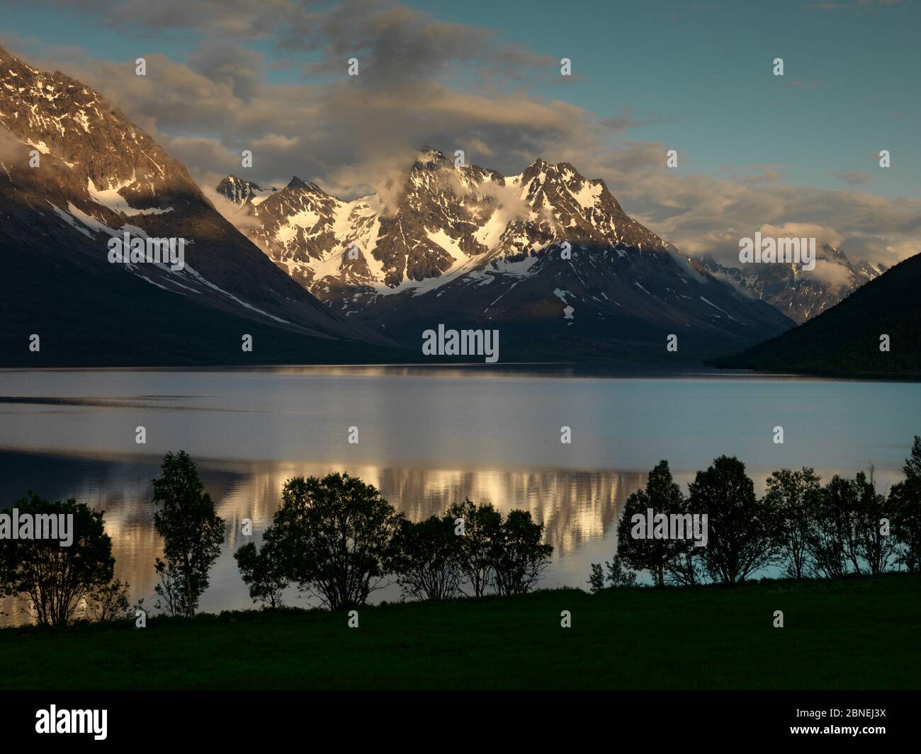 Landscape of Lake Jaegervatnet, Troms, Northern Norway, June 2013 Stock ...