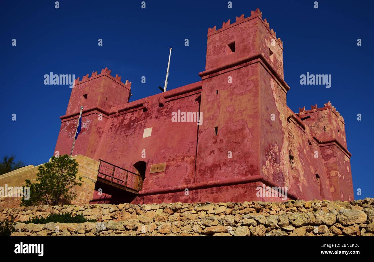 MELLIEHA, MALTA - Oct 12, 2014: Saint Agatha's Tower, known as Red ...