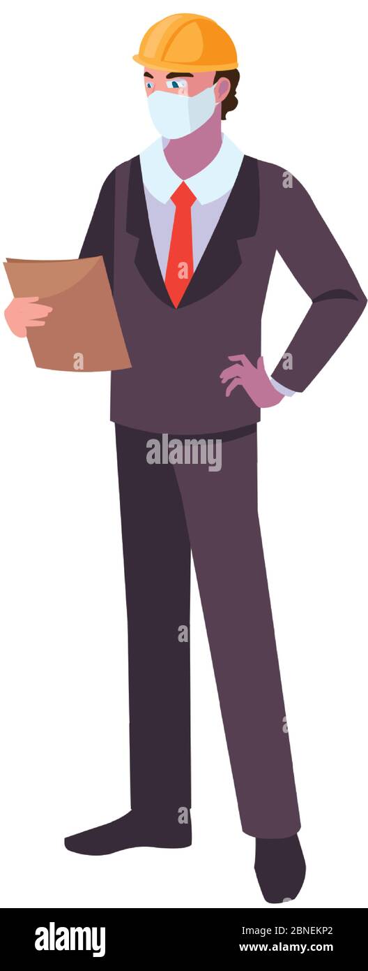Industry operator wearing face mask at work vector illustration design ...